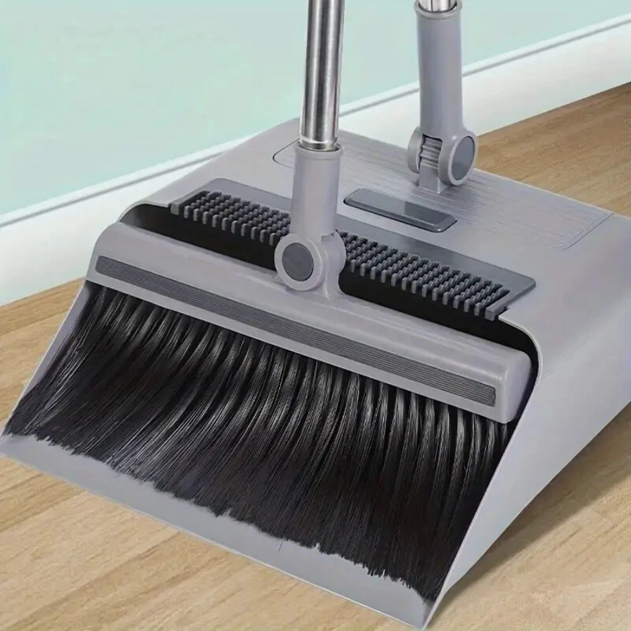 4 in 1 Broom and Dustpan Set Lightweight Upright Lobby Broom and Dust ...