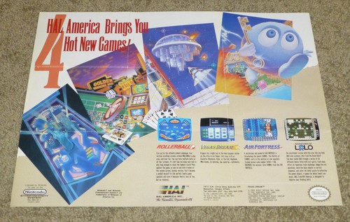 Original HAL Insert Poster 1989, NES Nintendo, HAL-NES-US-1, Adventures ...