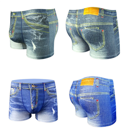 Men Denim Swimsuit Boxer Underpant Jean Shorts Underwear Bikini Briefs ...