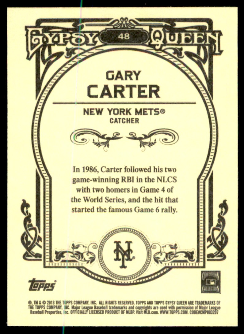 2013 TOPPS GYPSY QUEEN GARY CARTER NEW YORK METS #48 | eBay