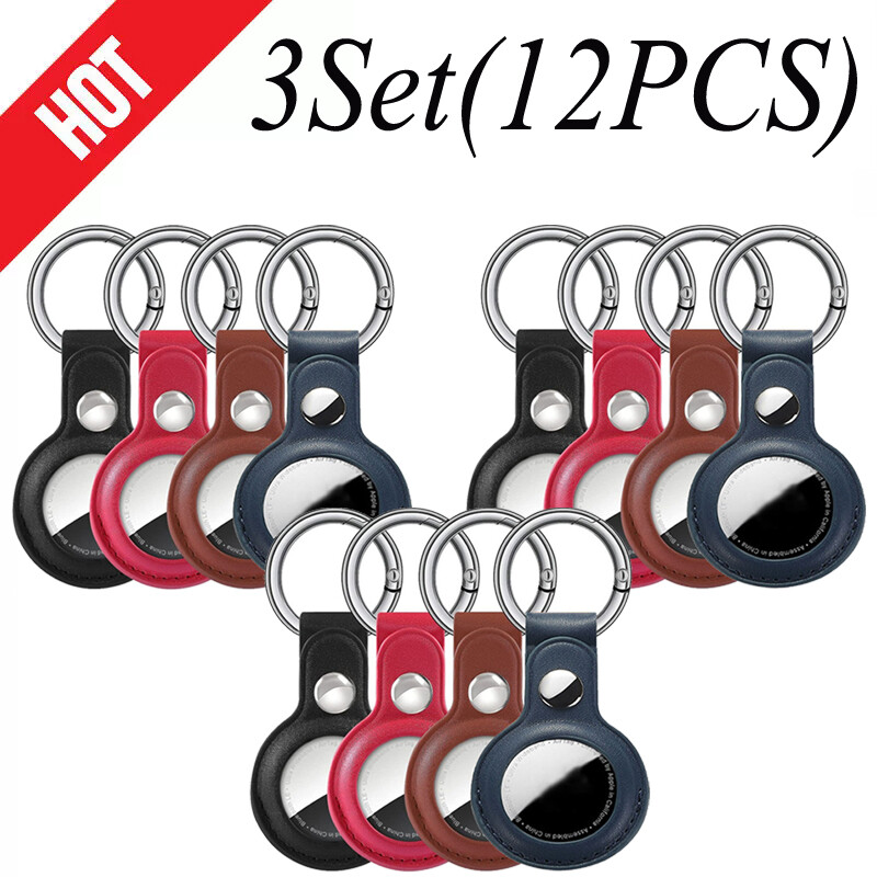 Airtag 4Pack Leather Holder, Air Tag Keychain Case for Apple Tag ...