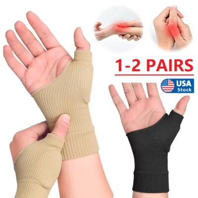 2PAIR Thumb Wrist Rest Compression Sleeve Adult Elastic Thumb Splint ...