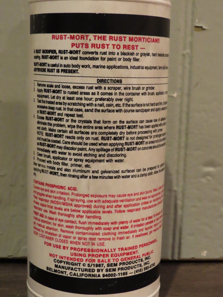 NOS SEM Voc Line 69504 Rust Mort - 1 Quart | eBay