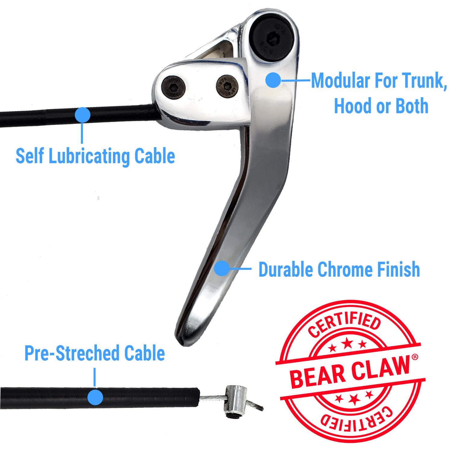 Hood Trunk Latch with Manual Billet Aluminum Pull Lever Release Kit Car ...