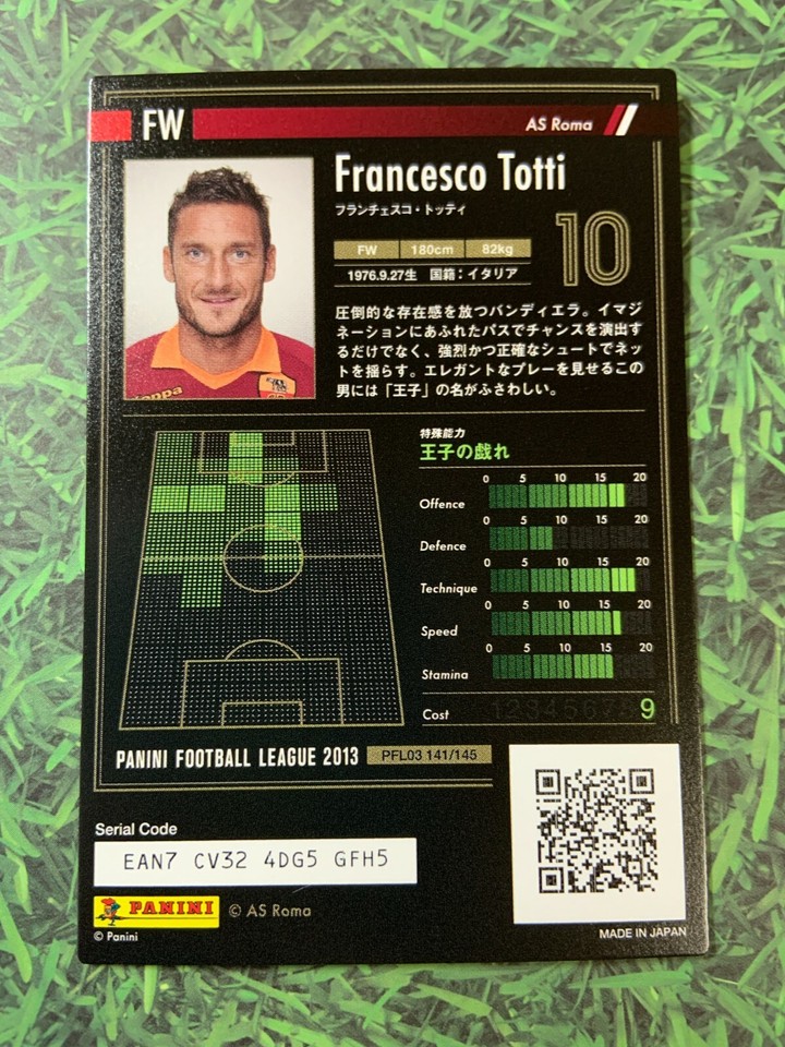 Panini Football League 2013 Francesco Totti AS Roma Refractor card ...