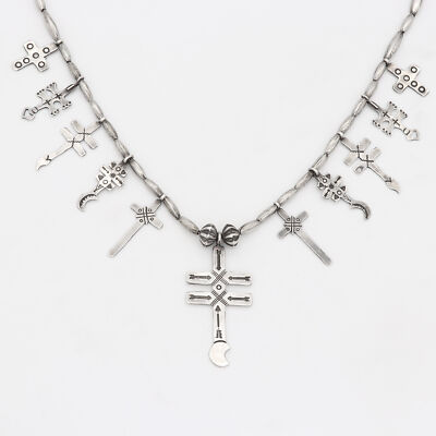 Vtg Native American Sterling Silver Isleta Cross Necklace 26 inch | eBay