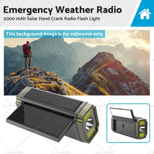 Solar Hand Crank Radio Emergency Weather 5000mAh Power Bank Charger ...