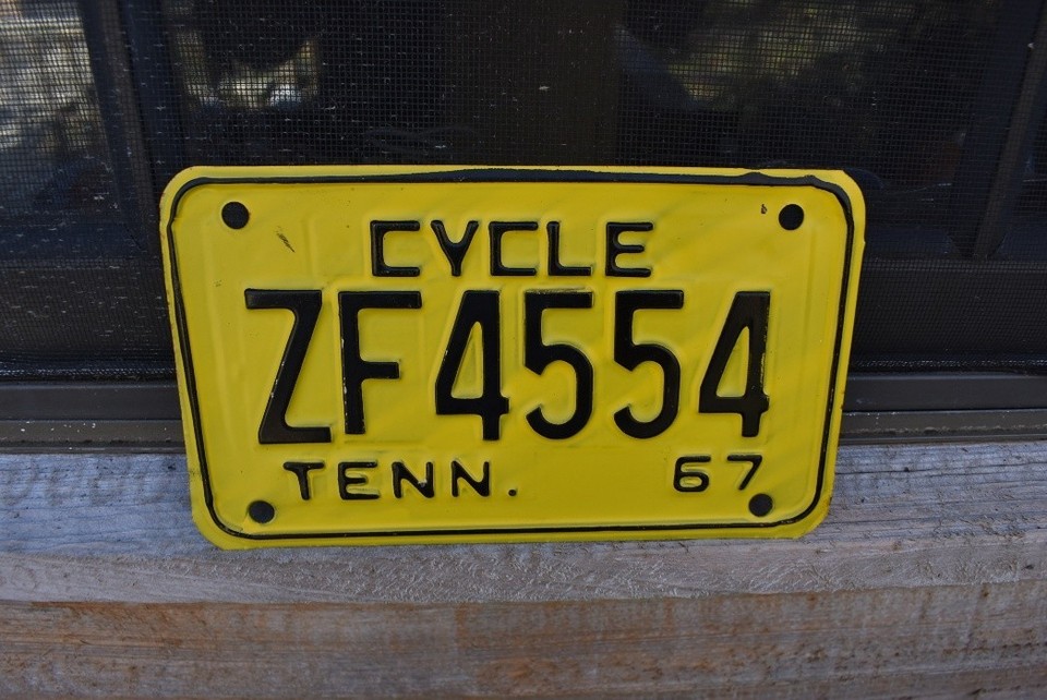 VINTAGE 1967 TENNESSEE MOTORCYLE LICENSE PLATE TAG, ORIGINAL | eBay