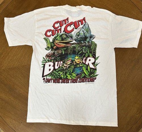 Vintage Budweiser Frog Lizard Graphic T-Shirt Gildan Large Beer Promo ...