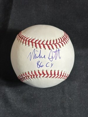 Mike Scott Autograph Inscribed " '86 Cy Young" OML Baseball ASTROS METS ...