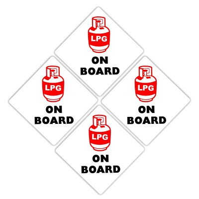 4 x Stickers LPG Gas On Board Warning Caravan Trailer Safety Sign Van ...