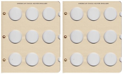 2 Littleton Album Pages For American Eagle Silver Dollar Coins 9 Holes ...