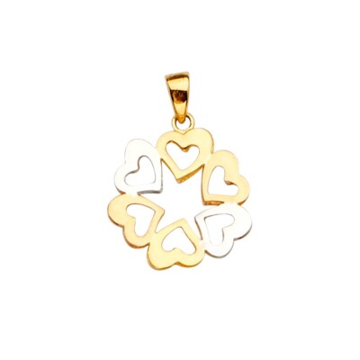 14K Tri Color Gold 6 Hearts Pendant | eBay
