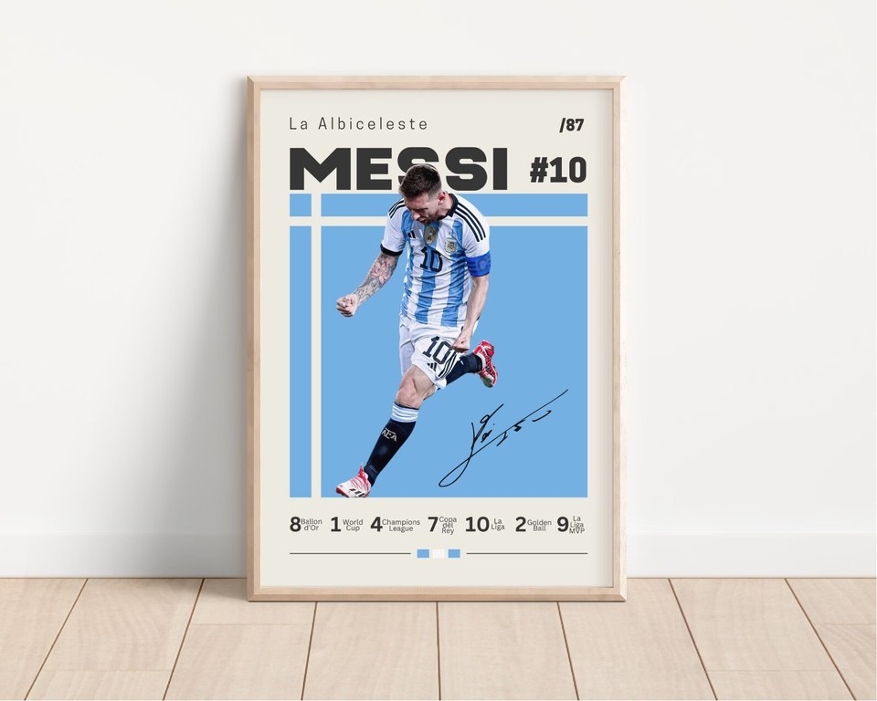 Lionel Messi Argentina World Cup 2024 Autographed Art Poster Prints ...