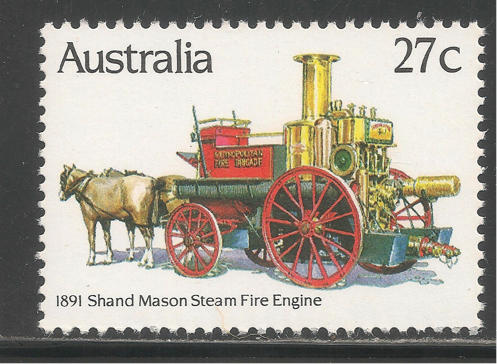 Australia #857 (A323) VF MNH - 1983 27c Shand Mason Steam Fire Engine ...