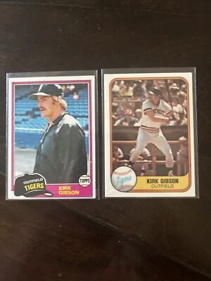 Kirk Gibson Lot 2 1981 Topps Rookie Card #315 & Fleer Rookie Card #481 ...
