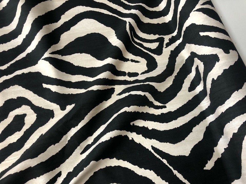 African Black & White Zebra Stripes Animal Print Fabric Linen Cotton 54 ...