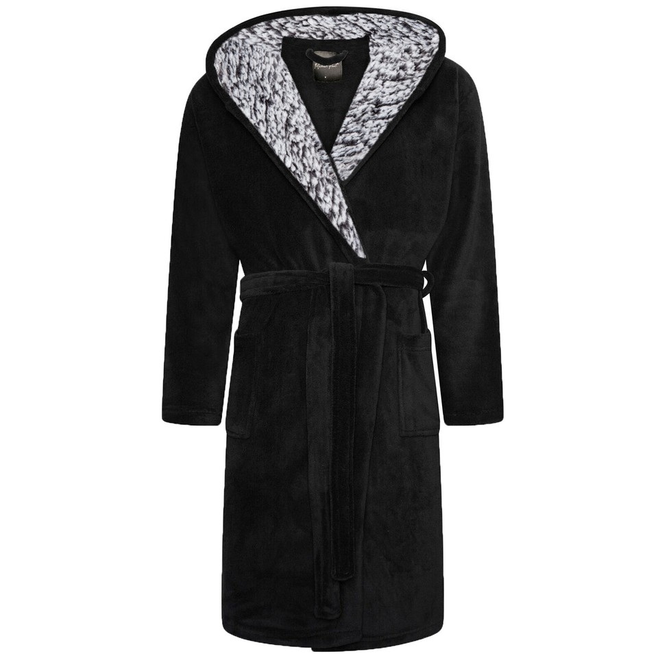 MICHAEL PAUL MENS DRESSING GOWN HOODED SUPER SOFT&COSY FLEECE ROBE ...