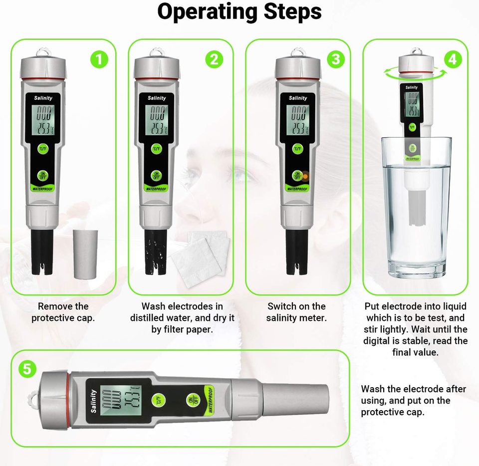 Salinometer Waterproof Salinity Test 2-In-1 Salinity & Temperature ...
