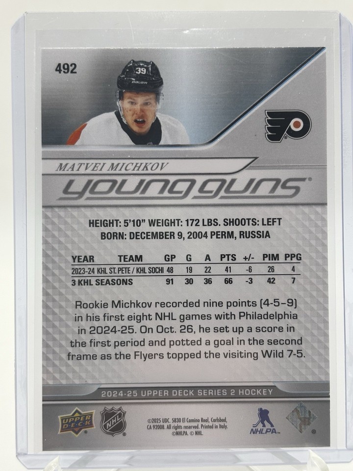 Matvei Michkov 2024 Upper Deck Series 2 Young Guns Rookie Card | eBay