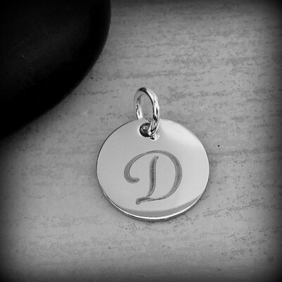 Stainless Steel Round Letter D Charm - Silver Cursive D Initial Disc ...
