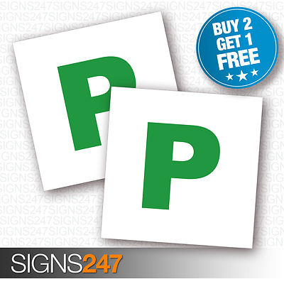 2 x New Driver P Plate Stickers Safety Car Learner Just Passed Vinyl ...