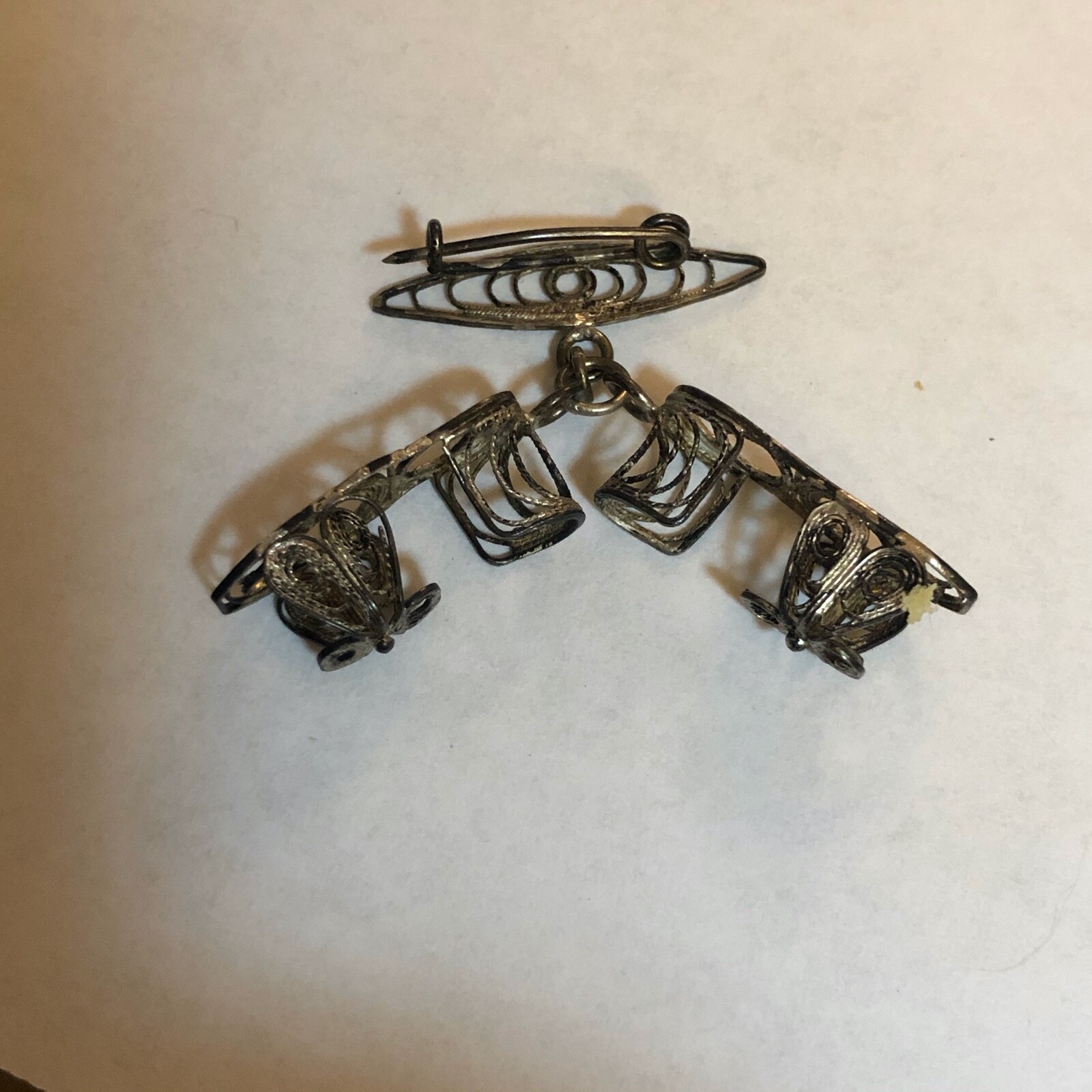 Antique Silver Metal Wire Ornate Fancy Filigree Sanda… - Gem