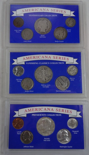 Americana Series US Coins Type Sets Barber, Walking Liberty, Kennedy 90 ...