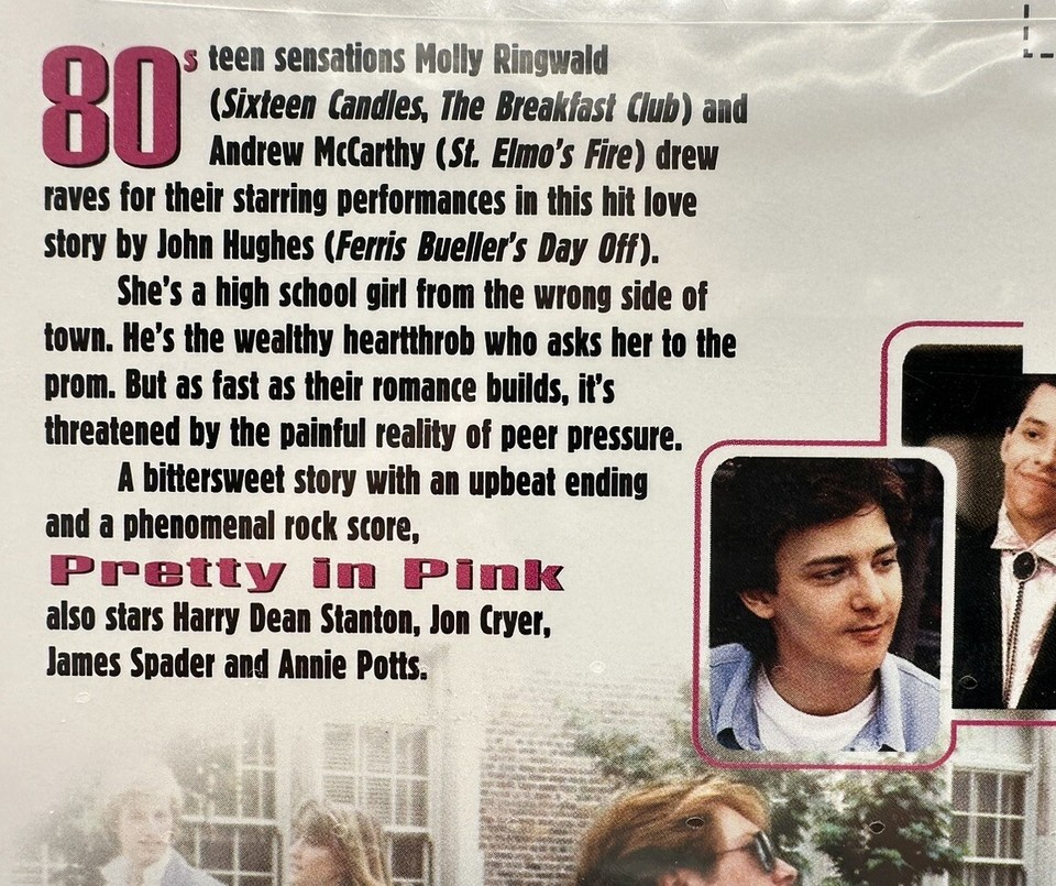 Pretty In Pink DVD Widescreen Jon Cryer Annie Potts James Spader 1986 ...