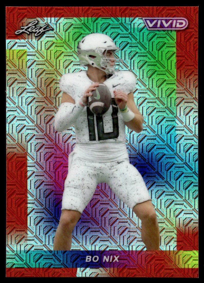 2024 Leaf Vivid Red Mojo Bo Nix 2/8 #13 | eBay