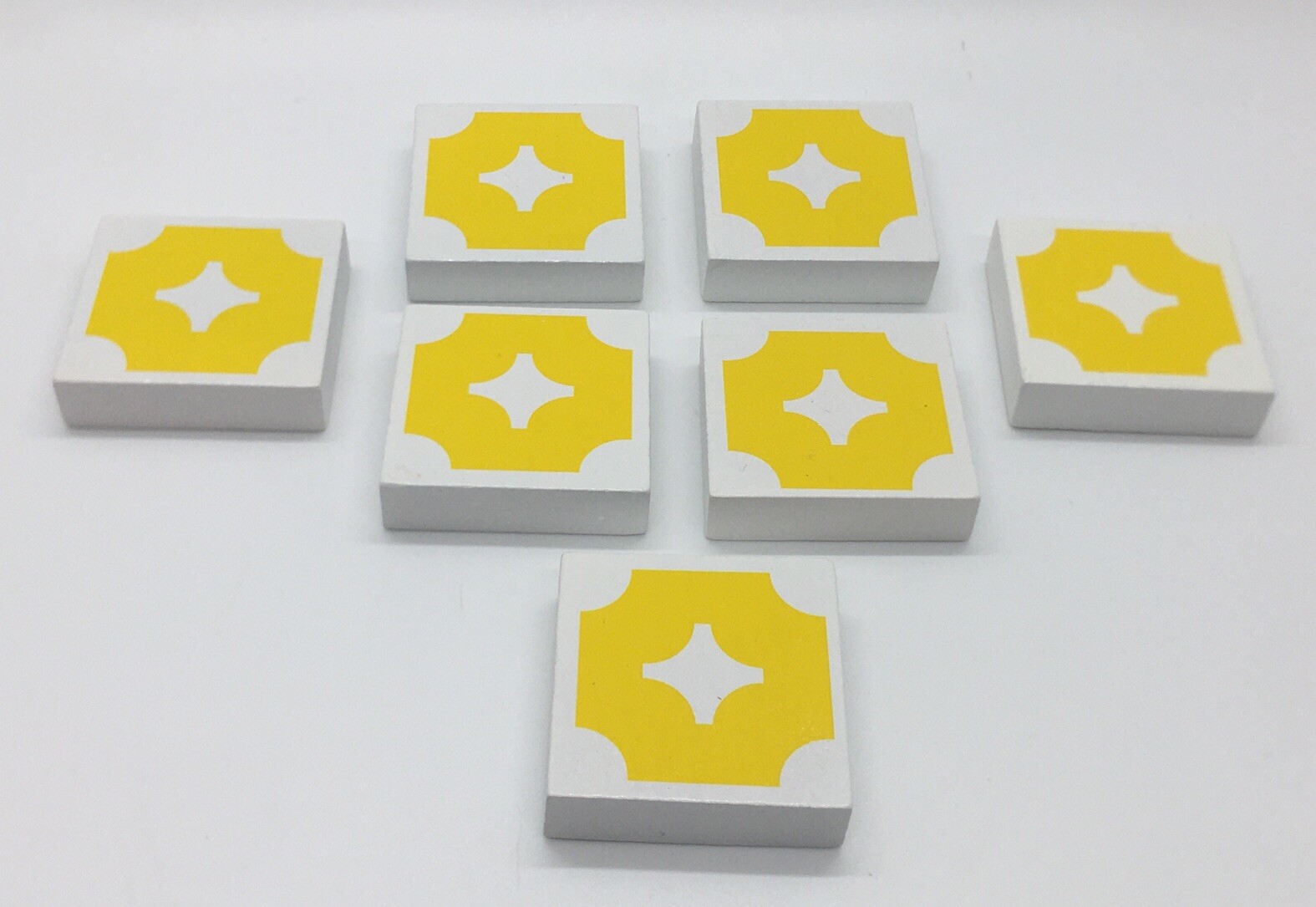 CROSSWISE Game Replacement Pieces Parts ALL 7 YELLOW SHAPE TILES Wooden ...