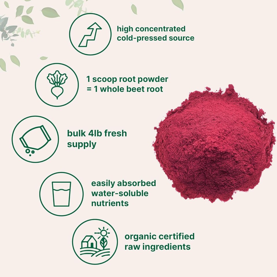 Organic Beet Root Powder 4 Pounds Cold Pressed Water Soluble High ...