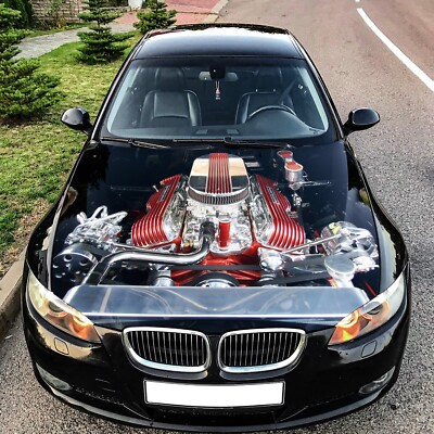 Engine Car Hood Wrap Decal Vinyl Sticker Full Color Graphic Fit Any Car ...