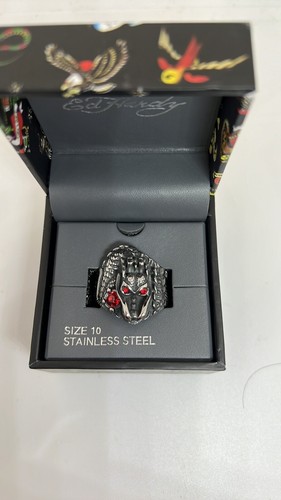 Ed Hardy Dragon Stainless Steel Ring Red Jewel Eyes Size 10 New | eBay