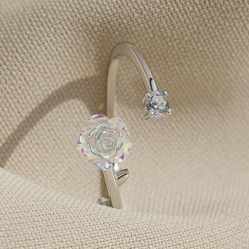 Fashion Rose Flower Rings For Women Korean Style Opening Adjustable ...