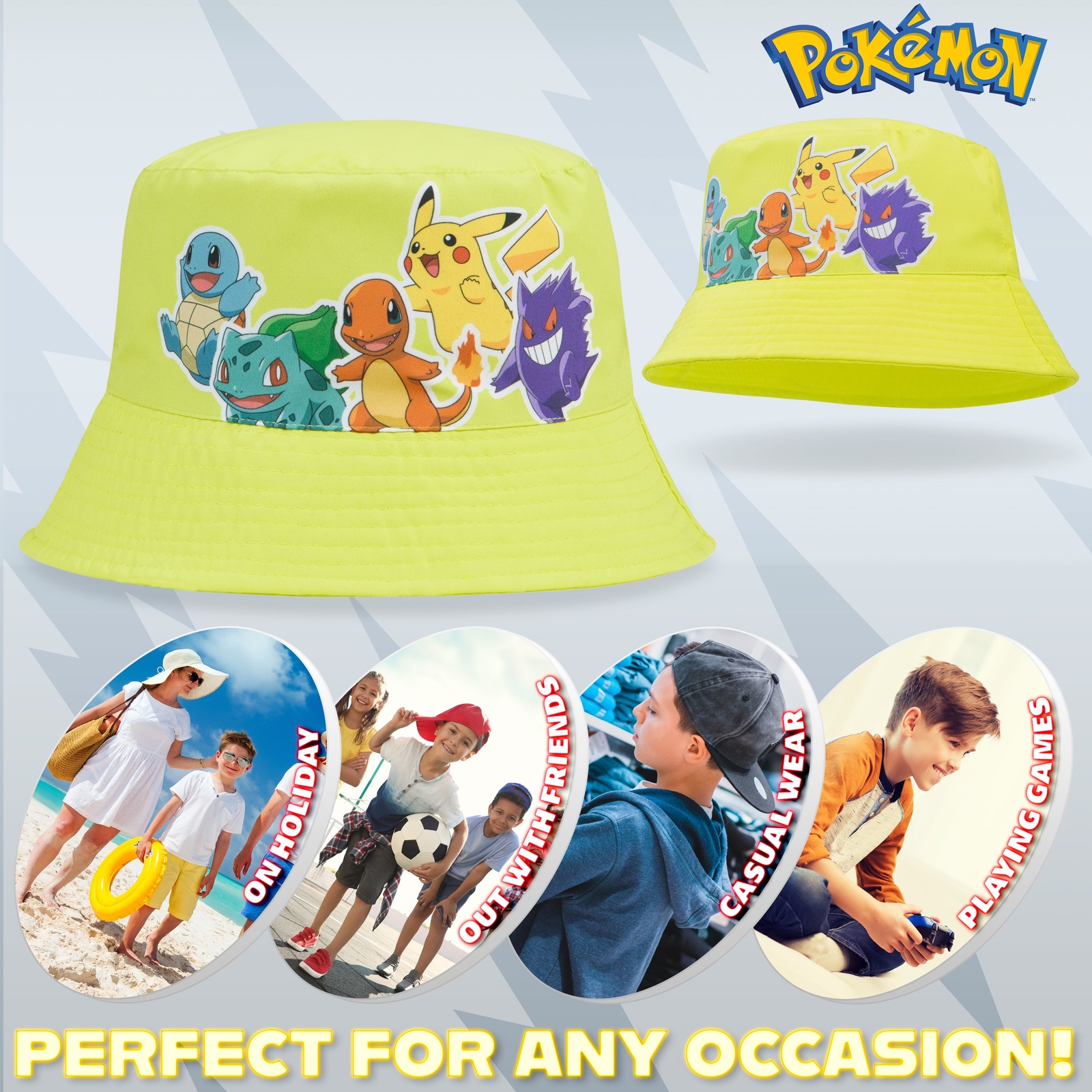 Pokemon Bucket Hat for Boys & Girls, Summer Accessories, Pokemon Gifts ...
