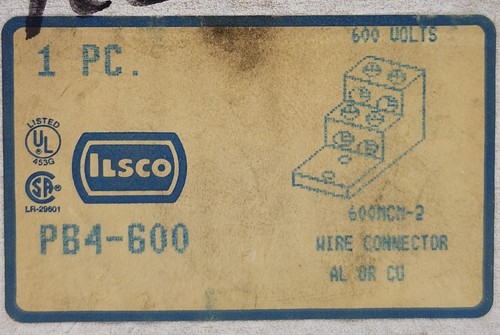 ILSCO WESTINGHOUSE PB4-600 Type PB PC Breaker Lug Terminal D1281 600 ...