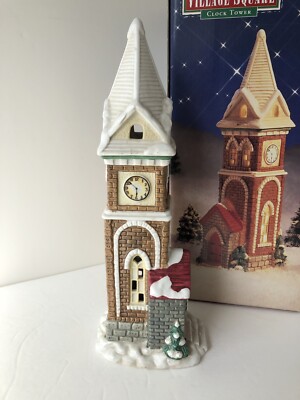Village Square Lighted Christmas Village Clock Tower 1994 | eBay