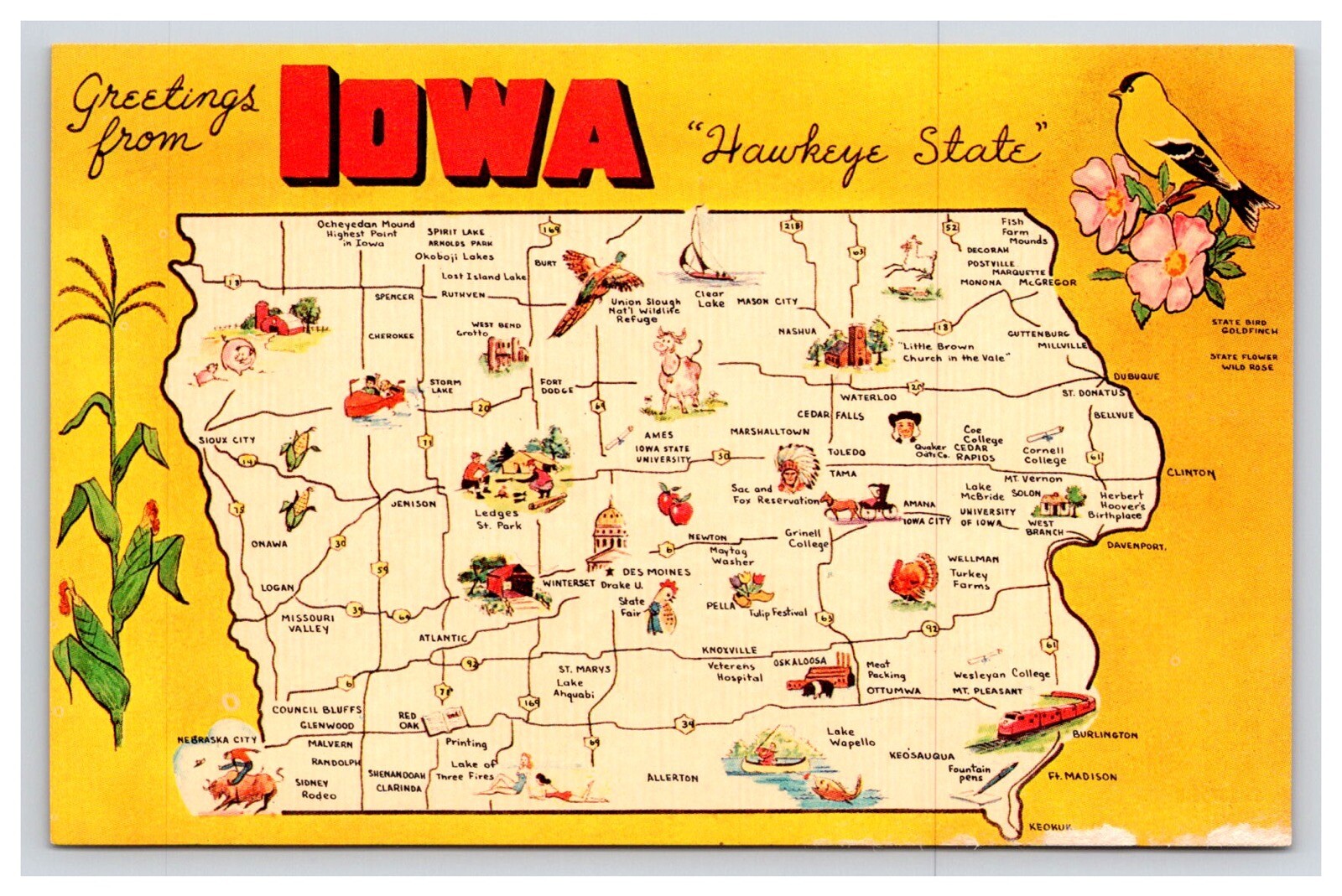 Postcard: IA Hawkeye State, Dubuque, Greetings From Iowa - Unposted | eBay