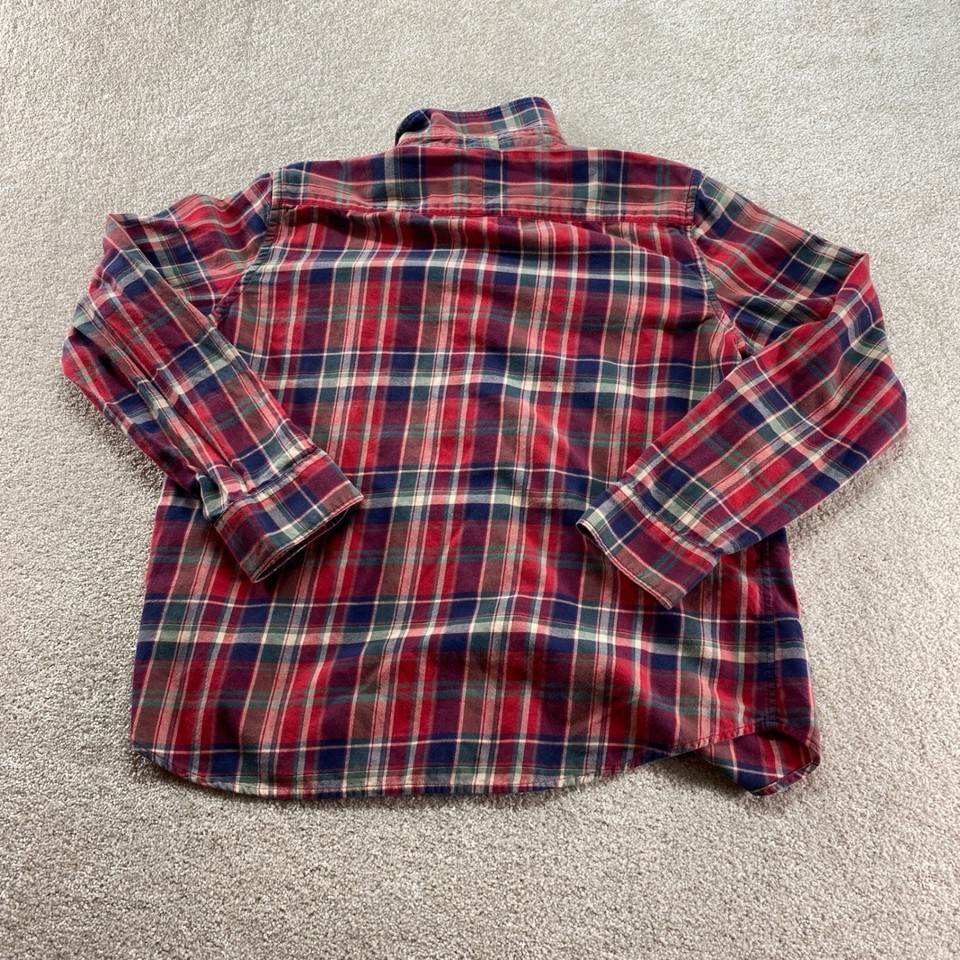 Lauren Ralph Lauren Shirt Womens XL Red Plaid Flannel Button Up Roll ...