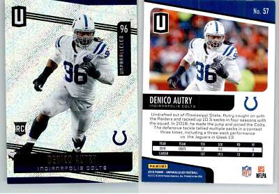 Denico Autry 2019 Unparalleled #57 Miss St Colts Texans RC Rookie | eBay