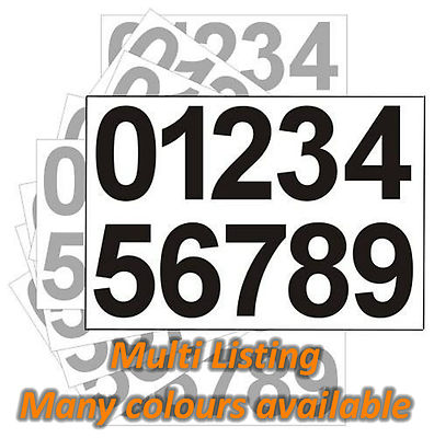 3" (75mm) SELF ADHESIVE VINYL NUMBERS / NUMERALS (5 lines of 0-9 ...