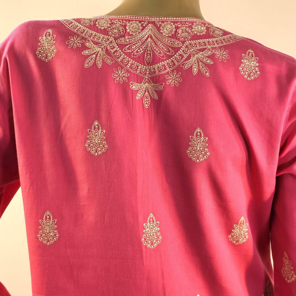 Sigrid Olsen Signature Embroidered Pink Tunic Top Womens Sz Small | eBay