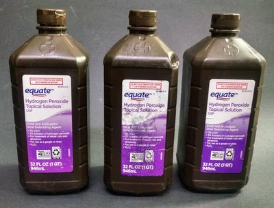 Lot of 3 Equate 3% Hydrogen Peroxide Topical Solutions USP, 32 Ounces ...