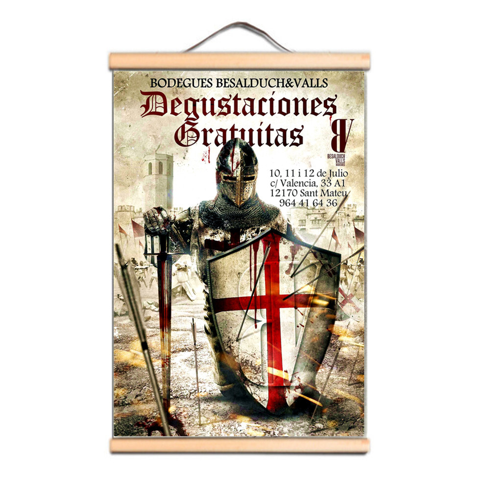 Vintage Knights Templar Wall Hanging Scroll Painting Crusader Posters ...