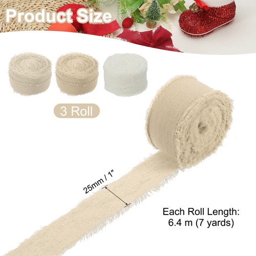 3Roll Cotton Handmade Fringe Ribbon 1"x21Yd Frayed Fringe Ribbons Multi ...