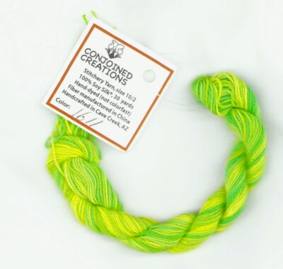 Silk Hand-Dyed Thread 30 Yd Conjoined Creations Neon Lime 1611 Cross ...