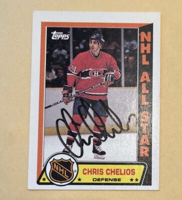 1989-90 Topps Sticker Chris Chelios #1 SIGNED AUTOGRAPH Card Montreal ...