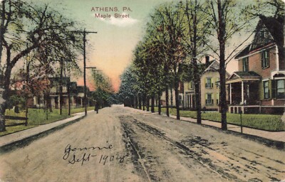 PA-Athens, Pennsylvania-View on Maple Street 1908 A44 | eBay