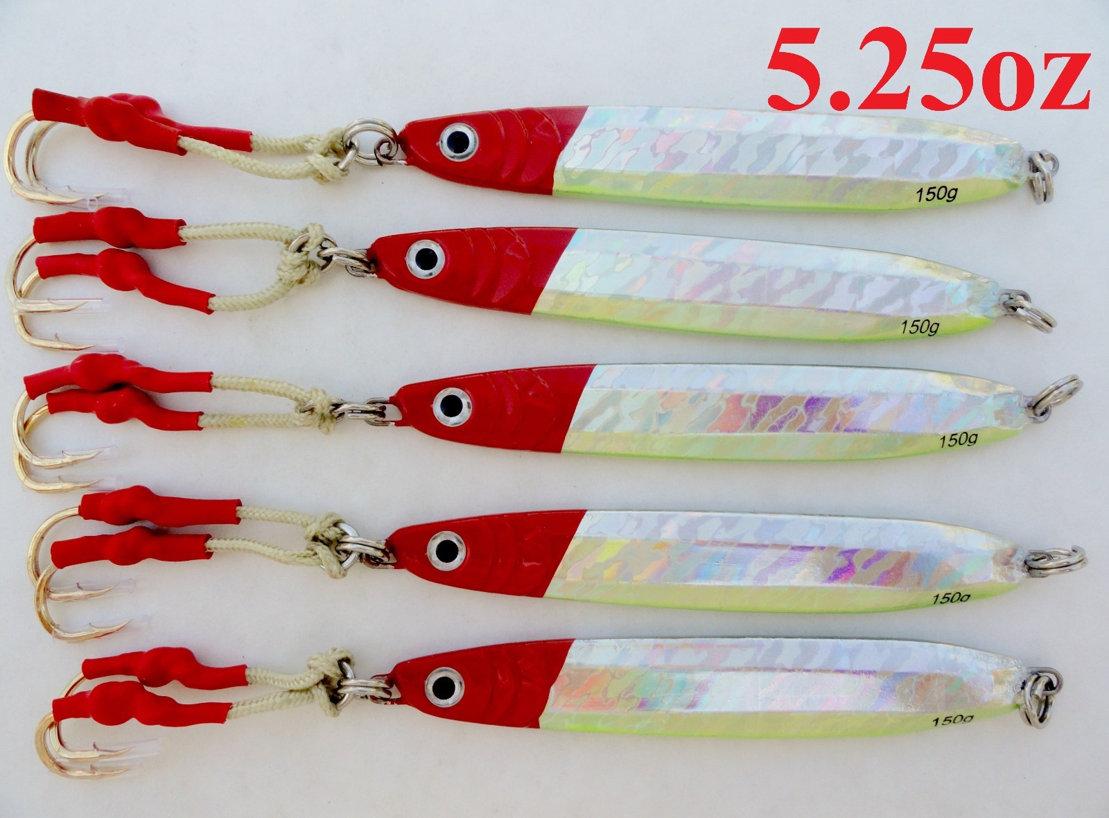 1-10 pcs Knife Jigs 5.25oz/150g Red Silver Vertical Butterfly Lure ...